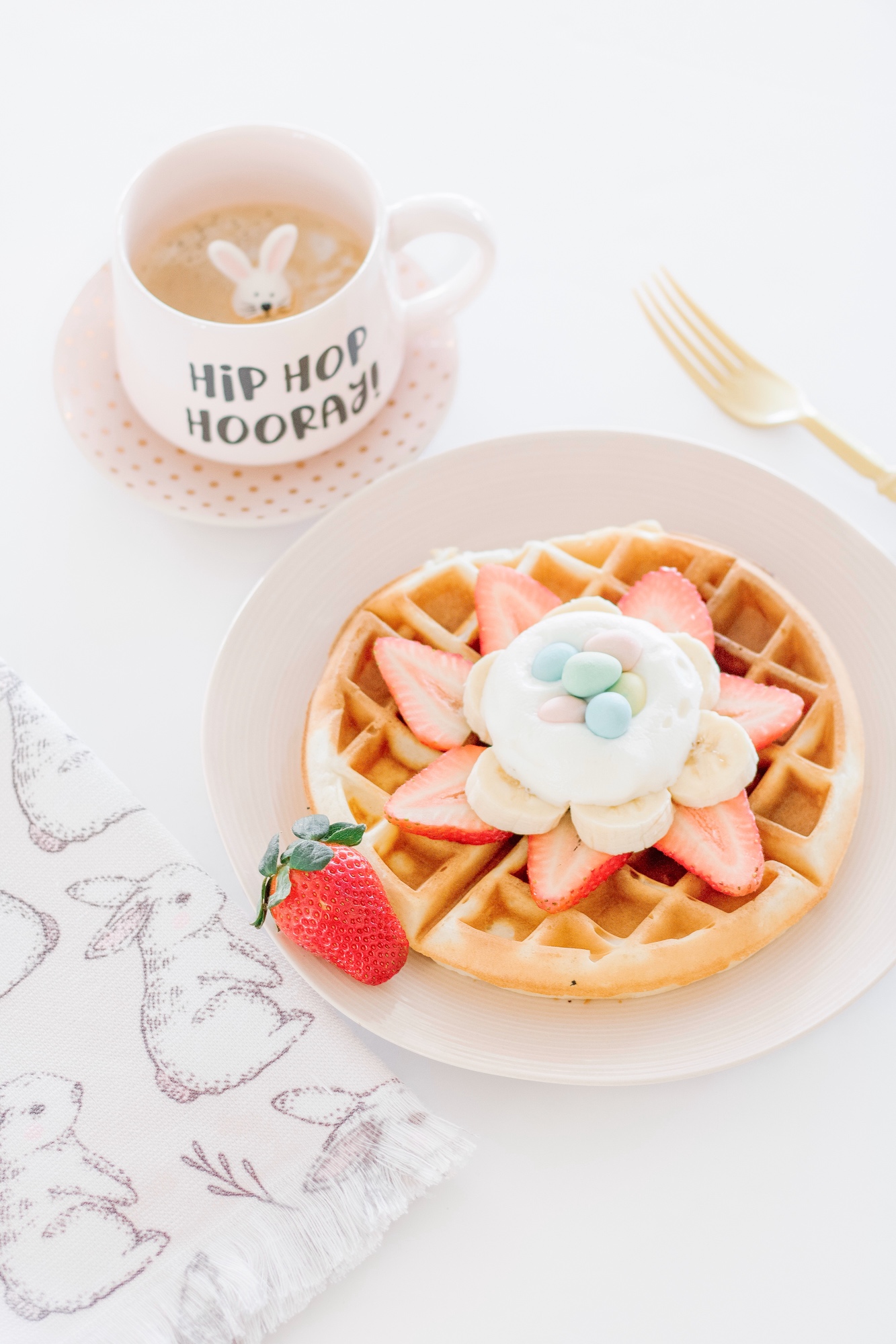 Fluffy Easter Waffle Recipe with Emily Mardell • Chandeliers and Champagne