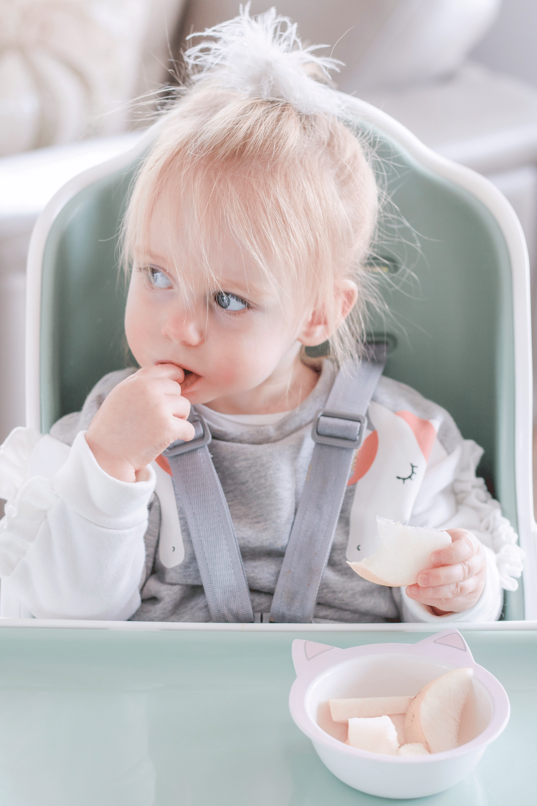 Why I Love Our Oribel Cocoon High Chair • Chandeliers and Champagne