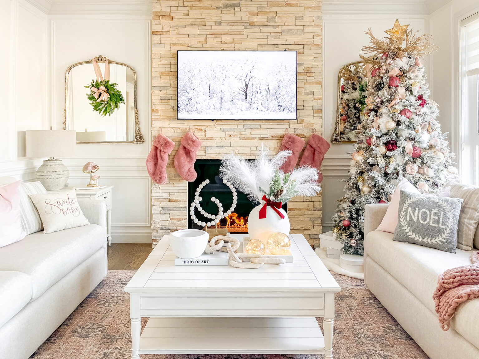 A Very GlucksteinHome Christmas • Blush Pink, Red and Gold Christmas ...